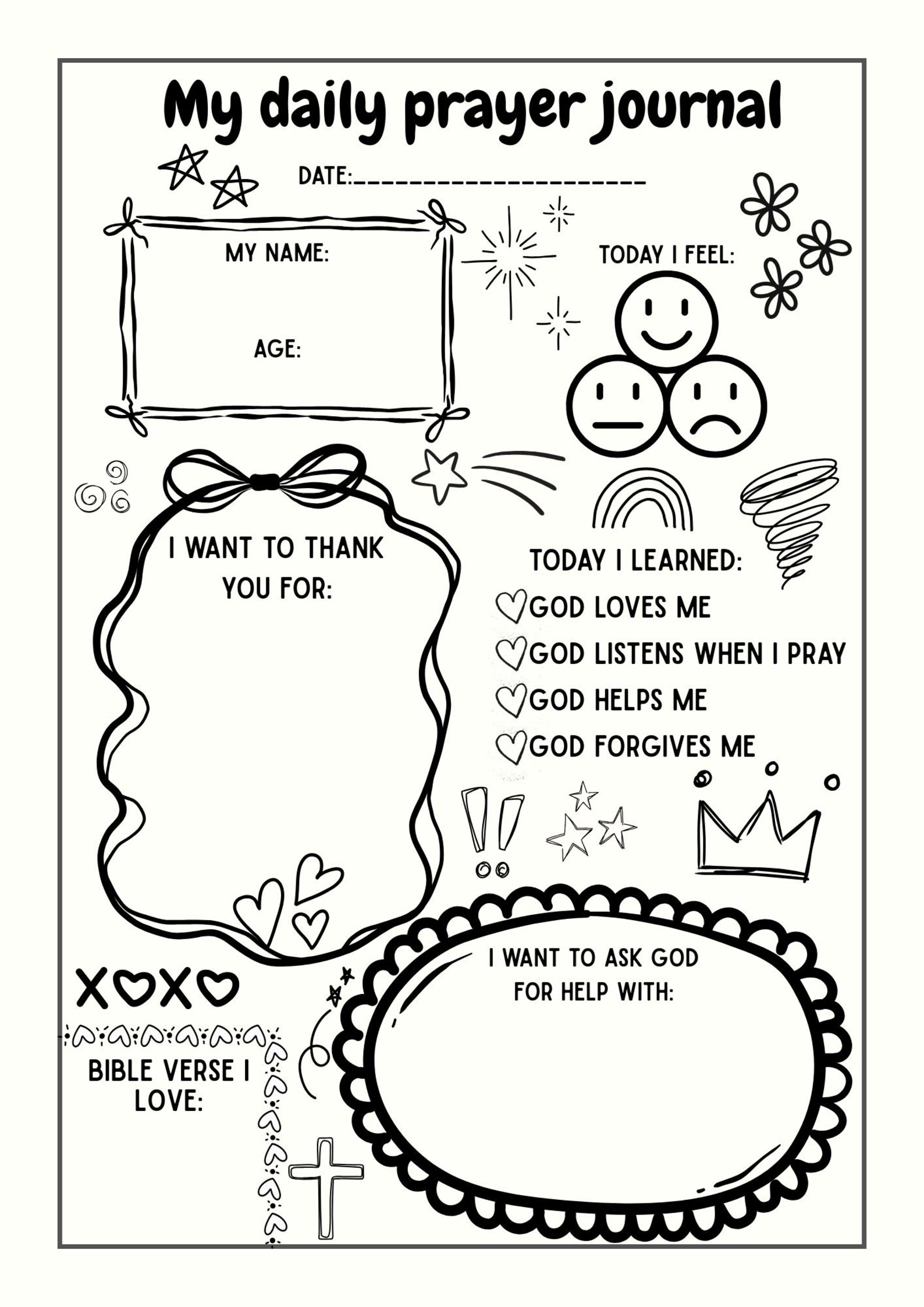 Printable Kids Prayer Journal – Daily Christian Devotional Worksheet ...