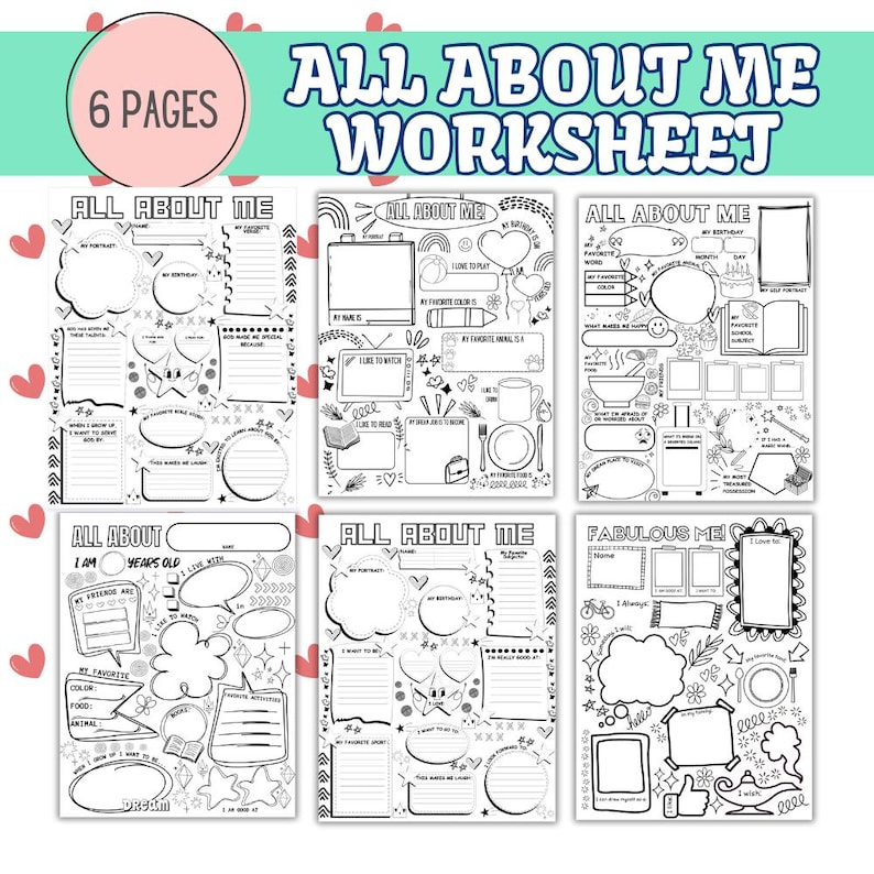 All About Me Worksheet Bundle for Kids | Printable Activity Pages With ...