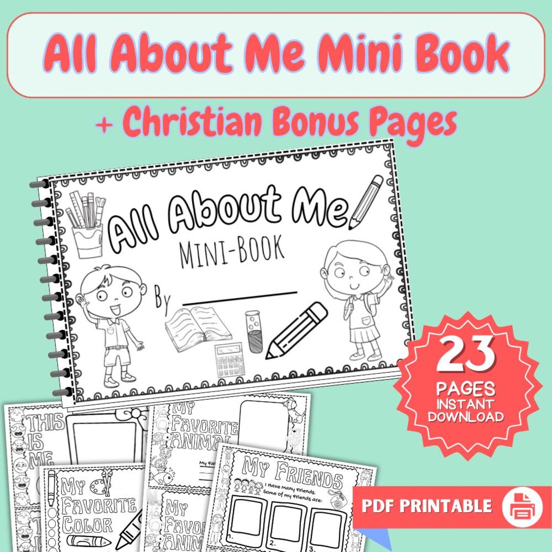 All About Me Mini Book Printable for Kids | Back to School Activity ...