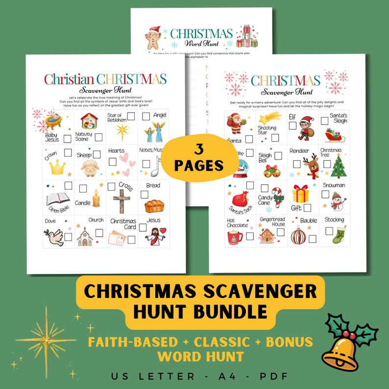 Christmas Scavenger Hunt – Christian + Santa Versions + Word Hunt | Fun ...