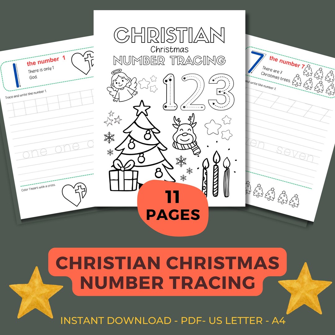 Christian Christmas Number Tracing | Christian Preschool Printable ...