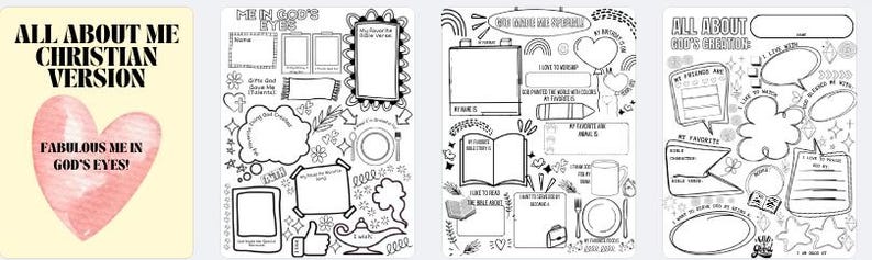 Christian All About Me Worksheet PDF – 6-page Faith-based Kids ...