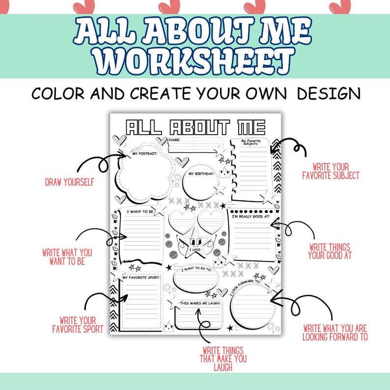 All About Me Worksheet Bundle for Kids | Printable Activity Pages With ...