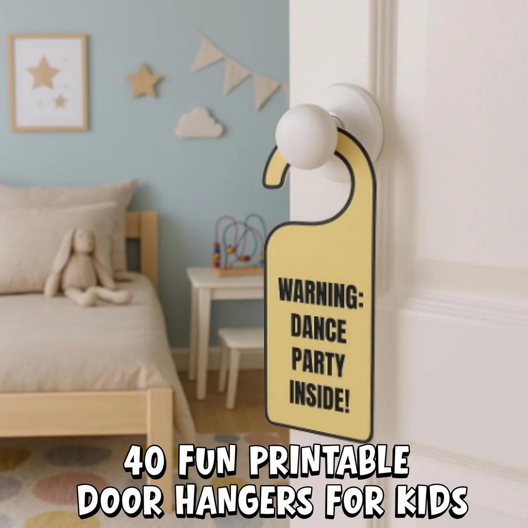Kids Door Hangers Printable, 40 Room Signs for Kids, Bedroom Door Signs ...