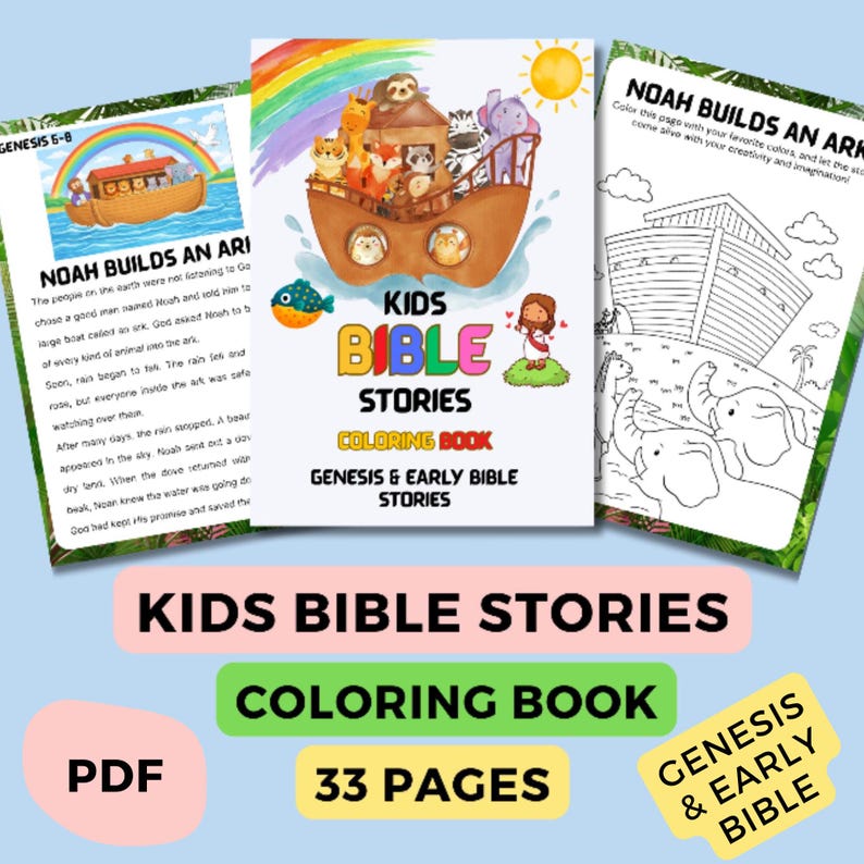 Bible Stories Coloring Book for Kids, Genesis Christian Printable - Etsy