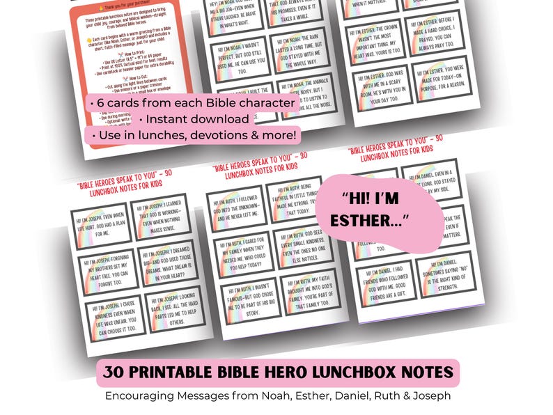 Printable Lunchbox Notes for Kids | Bible Heroes | Christian ...