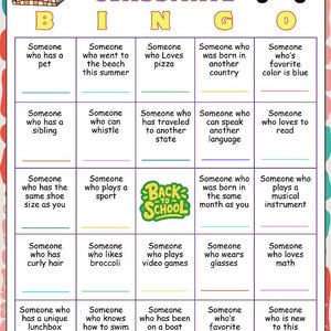 Back to School Bingo Printable for Kids – Classmate Icebreaker Game ...