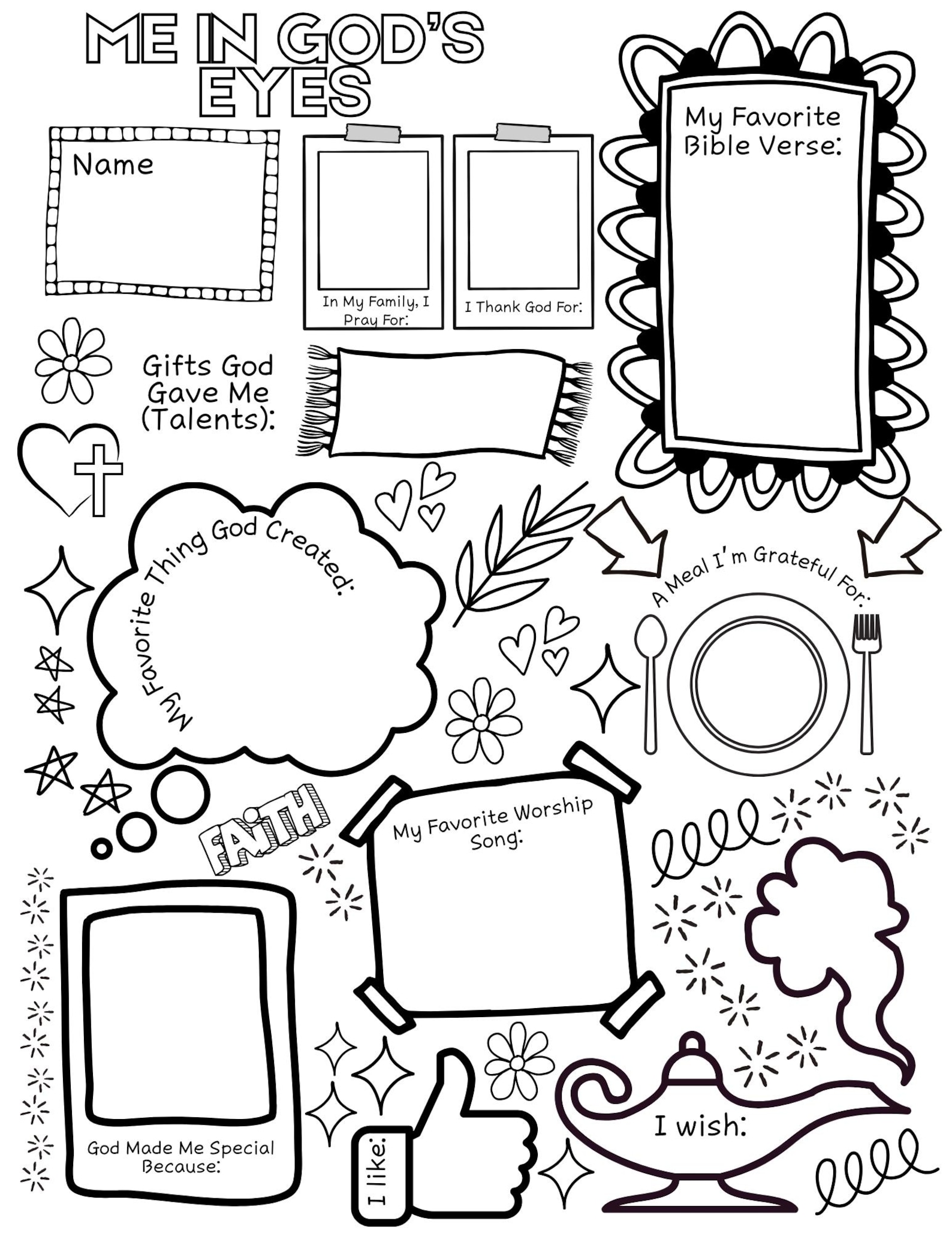 Christian All About Me Worksheet PDF – 6-page Faith-based Kids ...