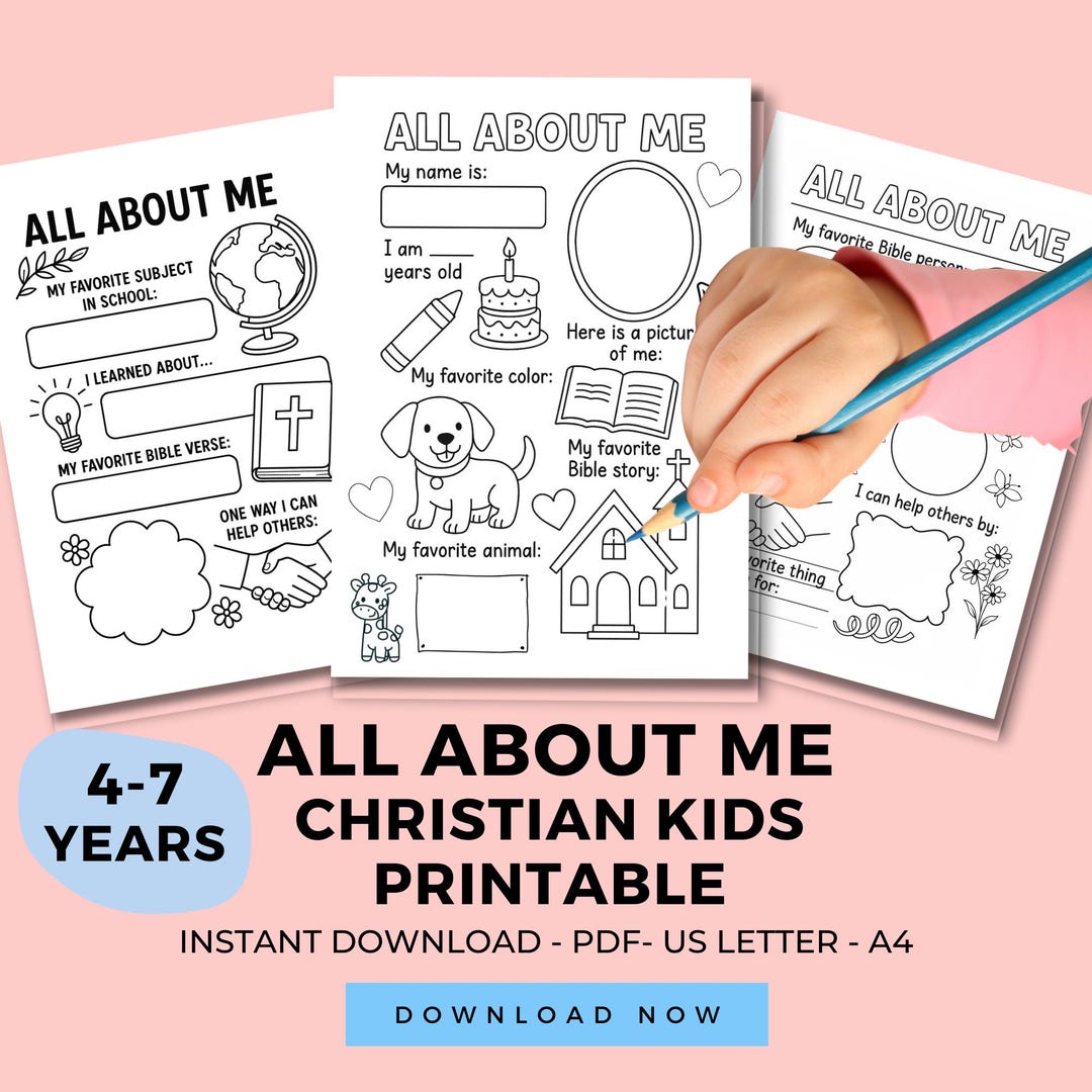 All About Me Christian Printable for Kids – Bible-based Activity Pages ...