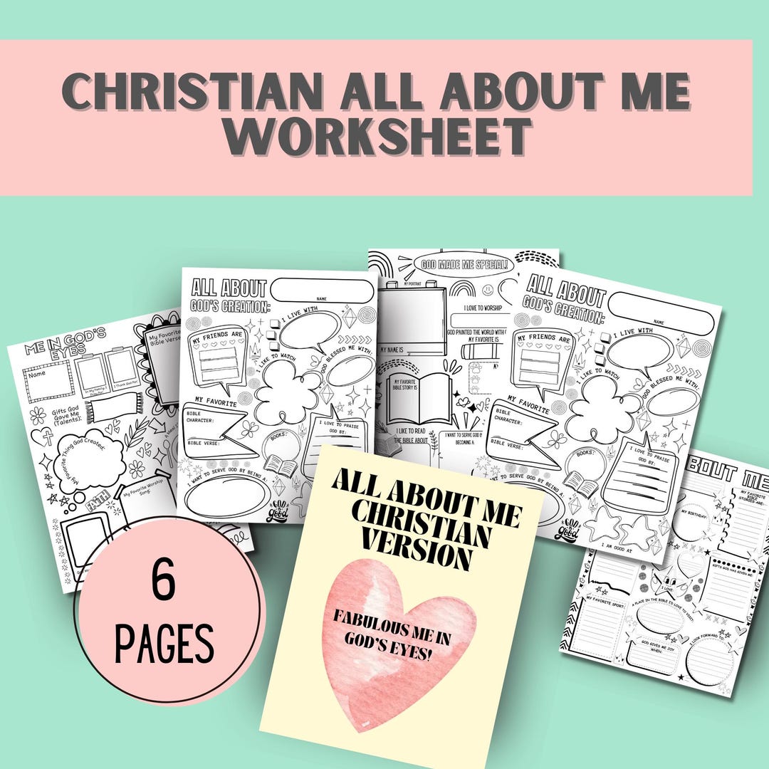 Christian All About Me Worksheet for Kids, Sunday School Bible Activity ...