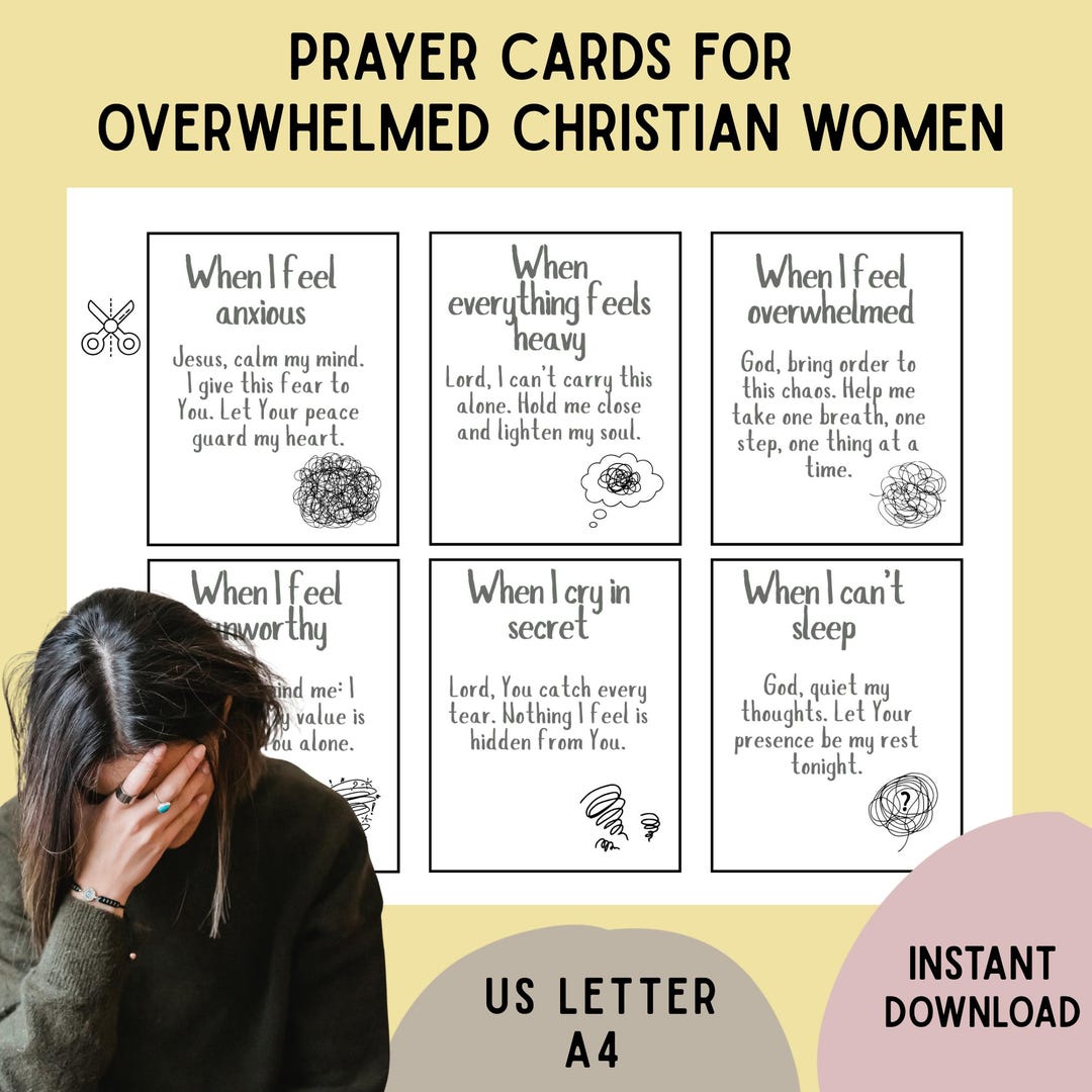 Christian Prayer Cards for Overwhelmed Women, Anxiety & Overthinking ...