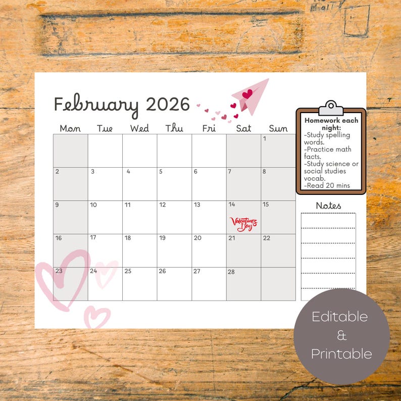 2025-2026 Editable Teacher/student Calendar, Assignment Organizer ...