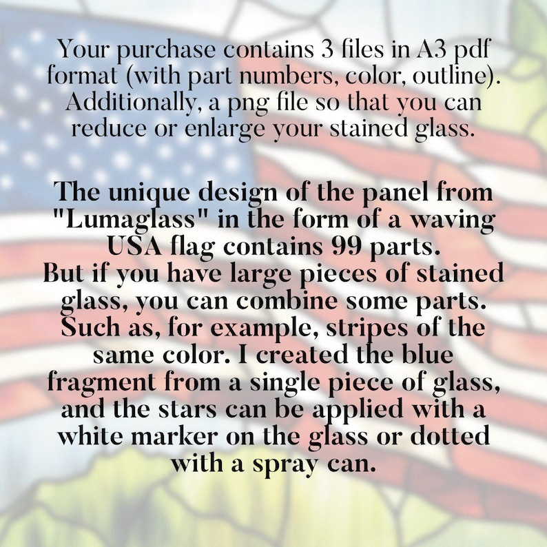 American Flag Stained Glass Pattern – Tiffany Style USA Suncatcher ...