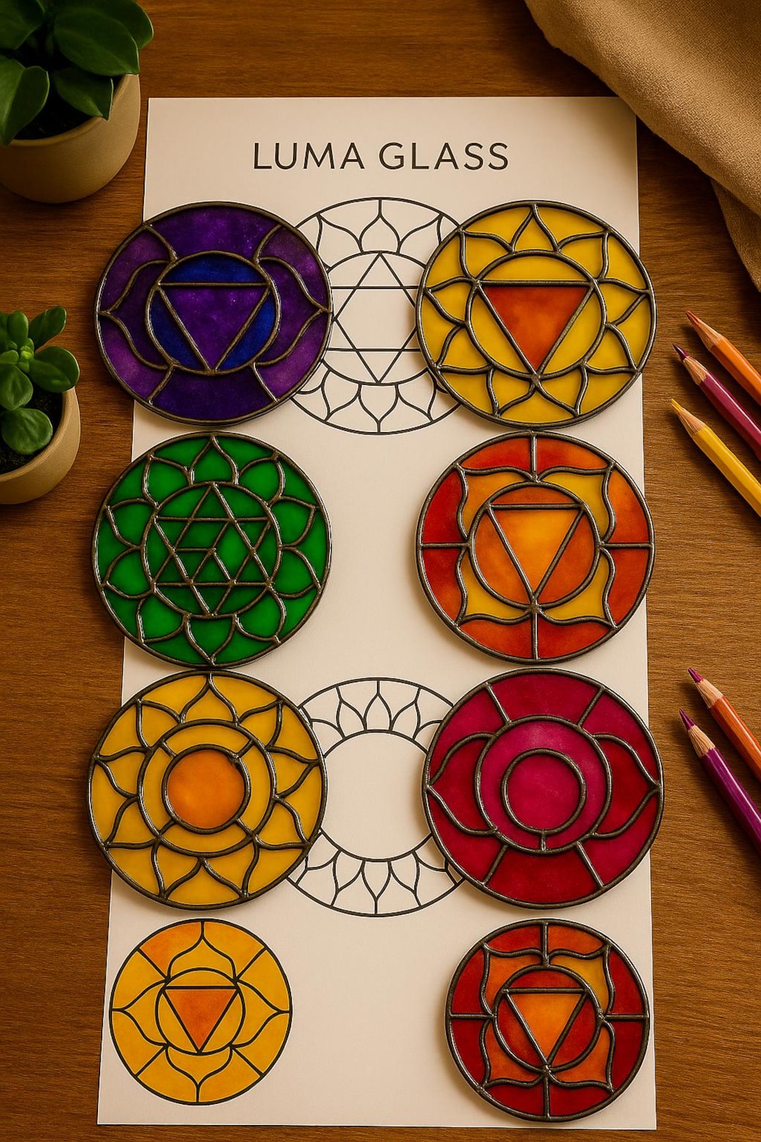 7 Chakra Stained Glass Patterns – DIY Tiffany Style Templates (PDF ...