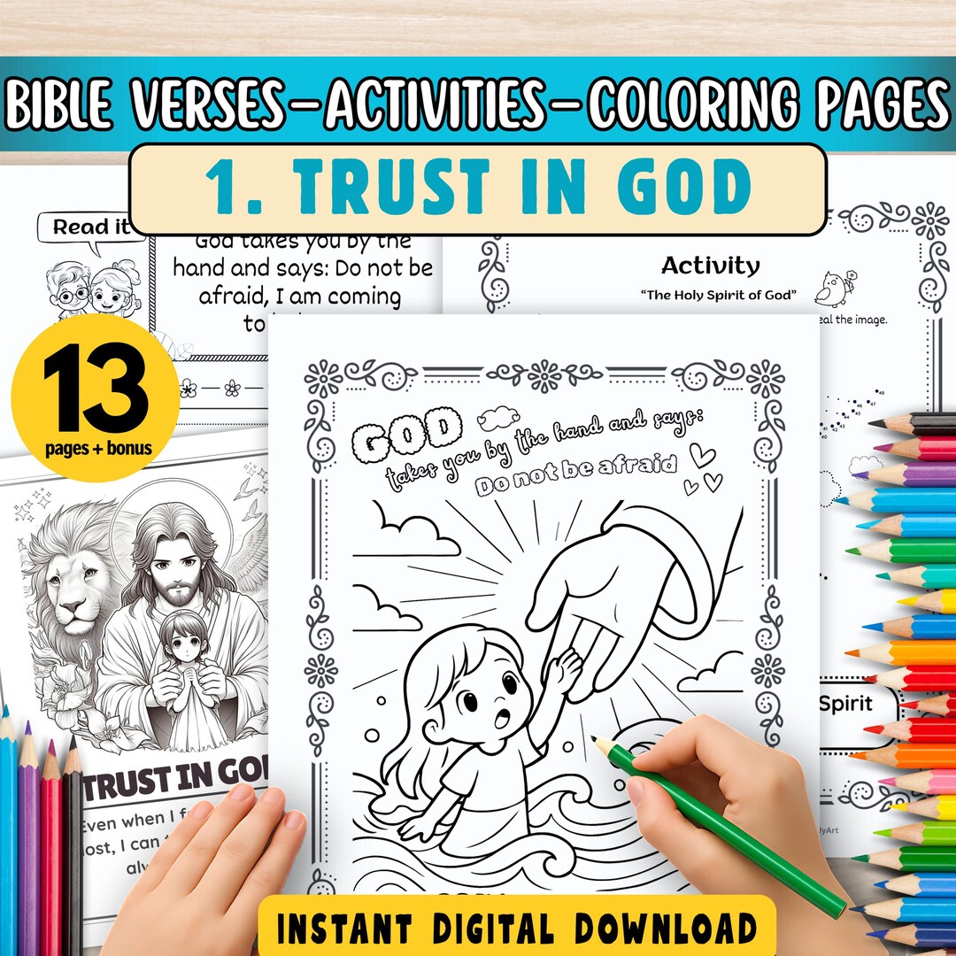 Kids Bible Memory Verse Coloring Pack – Trust in God Christian ...