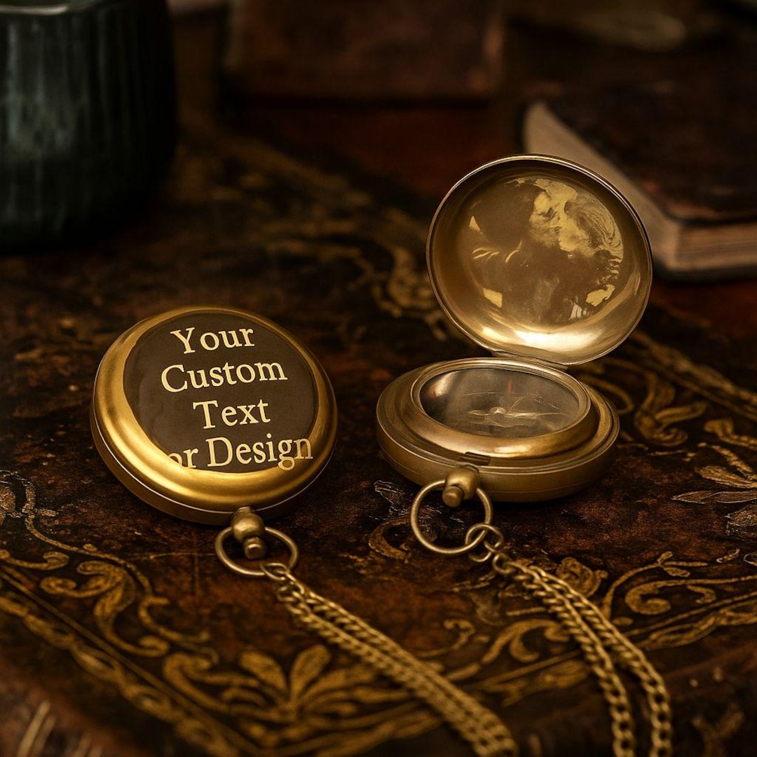 Personalized Antique Brass Sundial Compass: Vintage Engraved Keepsake ...