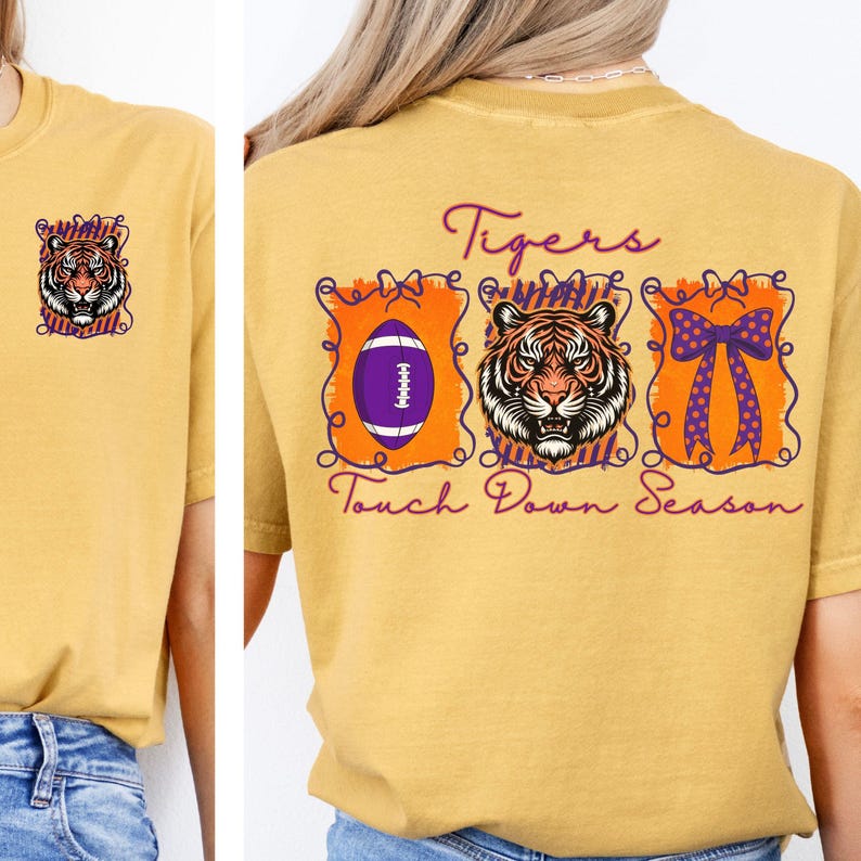 Tigers Football PNG Orange Purple Game Day Shirt Design Touchdown ...