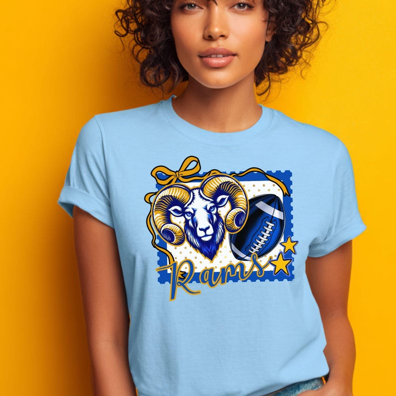 Rams Football PNG Mascot Game Day Shirt Design Blue Gold Digital ...