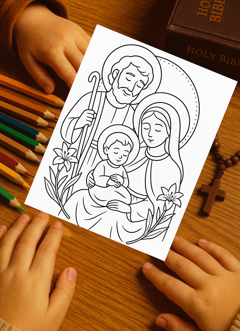 Holy Family Coloring Page: Christian Bible Activity -instant Download ...