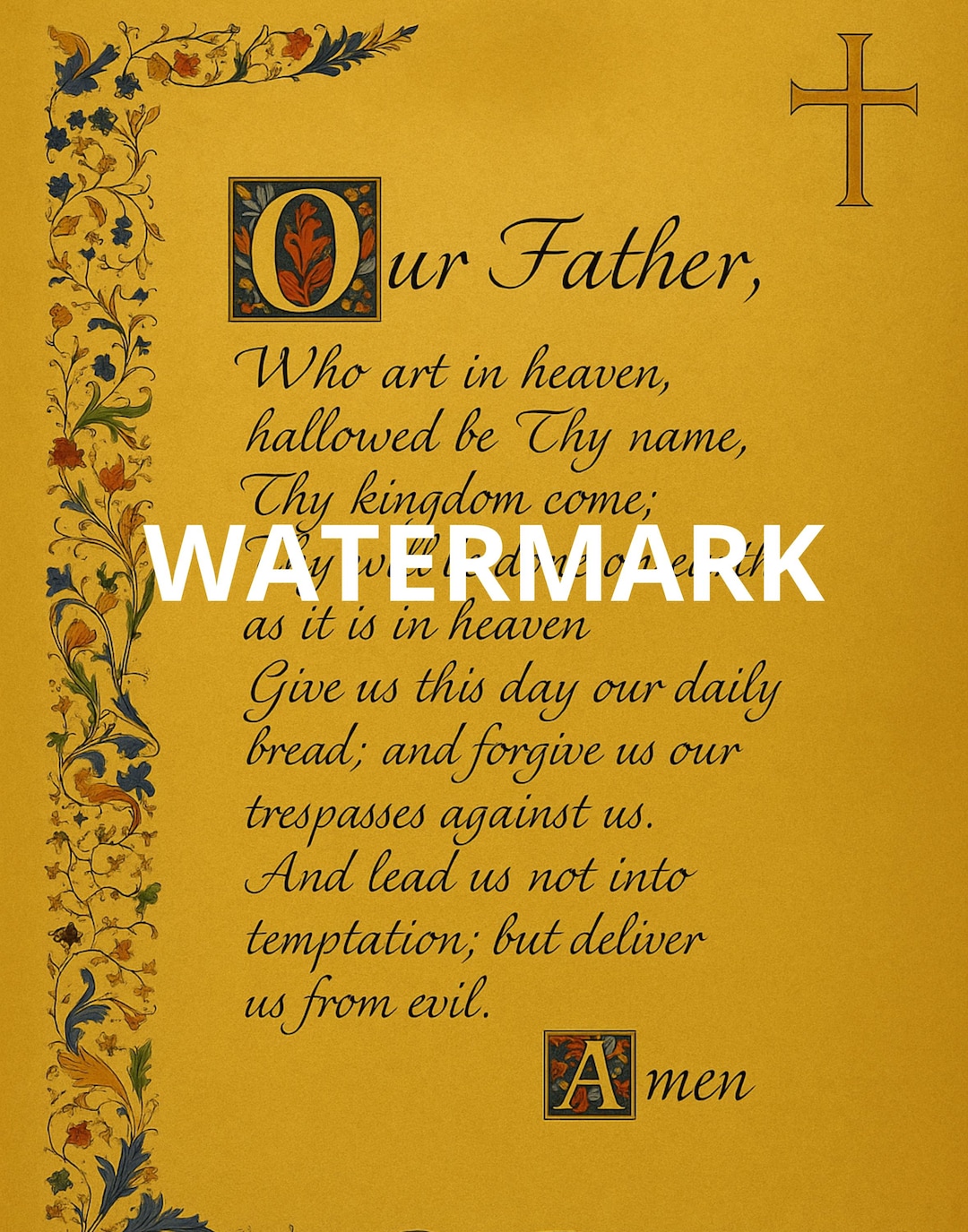 Catholic Our Father Prayer Wall Art | 11x14 Digital Download ...