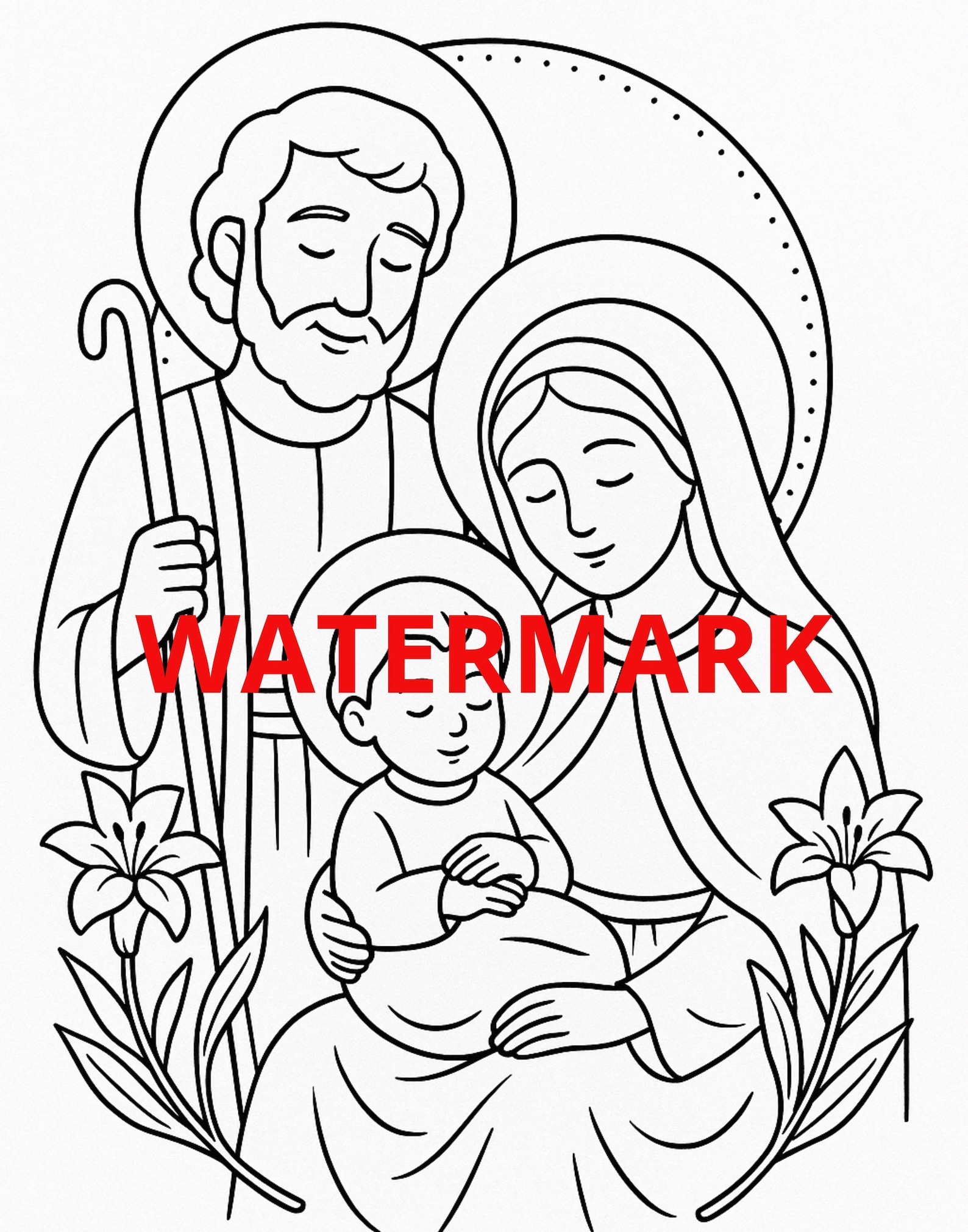 Holy Family Coloring Page: Christian Bible Activity -instant Download ...
