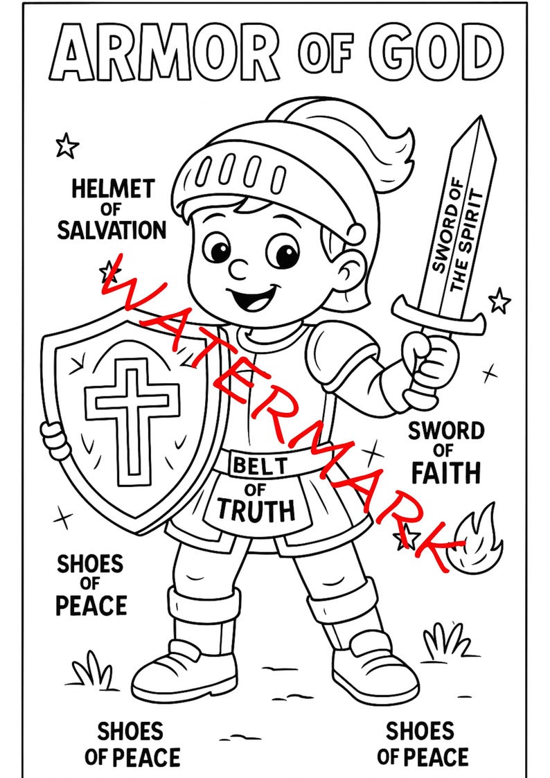 Armor of God Coloring Pages for Kids | Christian Bible Verse Coloring ...