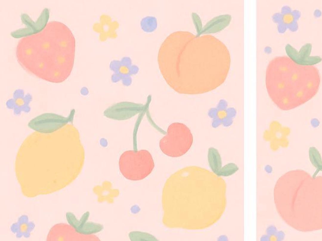 Cute Pastel Fruits Wallpaper Background for iPhone 16 Blueberry ...