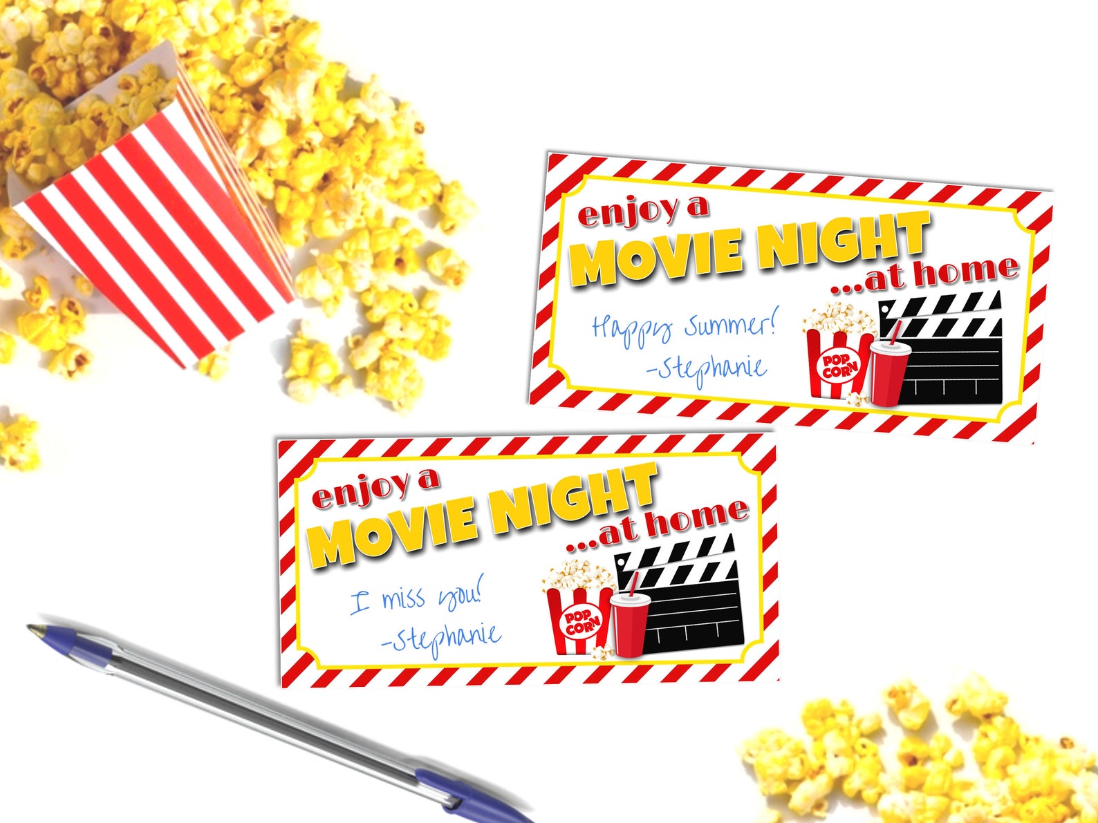 Printable Movie Night Gift Tags Cards PRINT TODAY Print at - Etsy