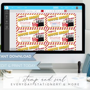 Personalized Movie Night Gift Tags, Cards, PRINT TODAY, Print at Home ...