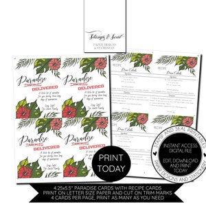 Personalized Paradise Tag With Pina Colada Recipe Card, Cards ...