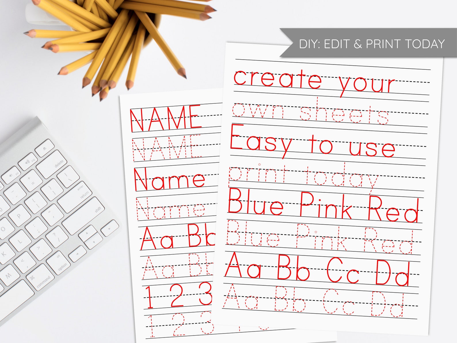 Custom Learn to Write Worksheets PRINT TODAY print at home | Etsy