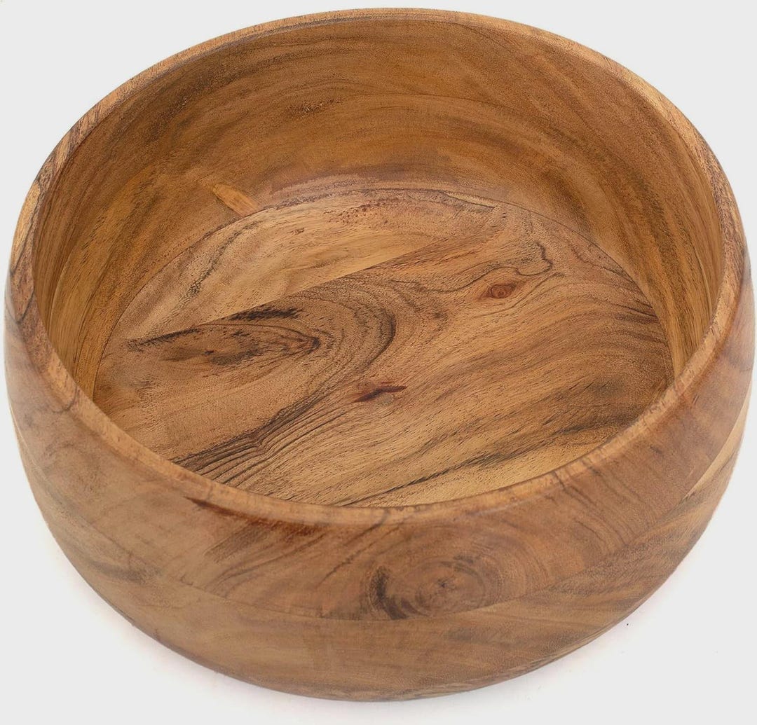 Mango Wood Serving Bowl – Large Rustic Wooden Salad Bowl, Handmade ...