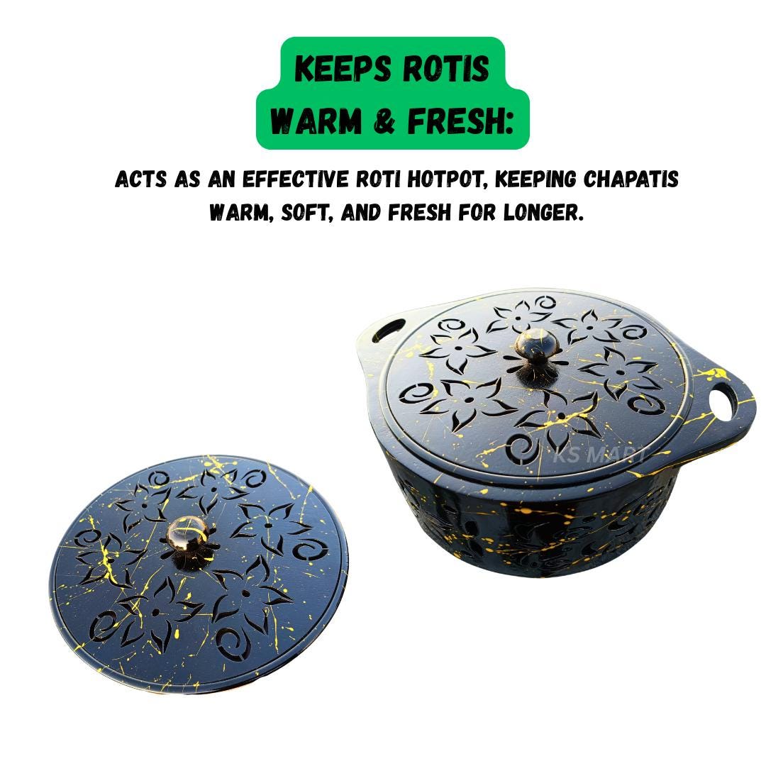 Handcrafted Rosewood Roti Box – Glossy Chapati Warmer, Indian Wooden ...