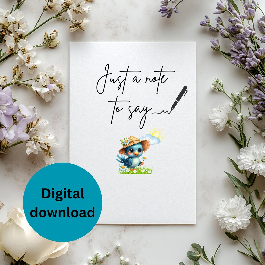 Bluebird Greeting Card – Printable Note Card With Envelope (digital ...