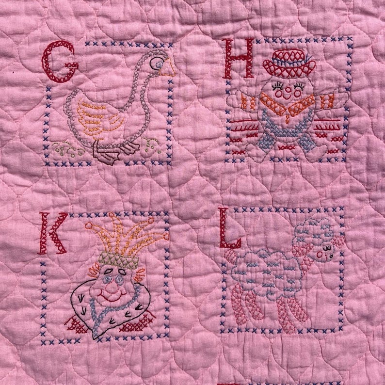 Hand Embroidered Alphabet ABC Crib Quilt Baby Blanket - Etsy