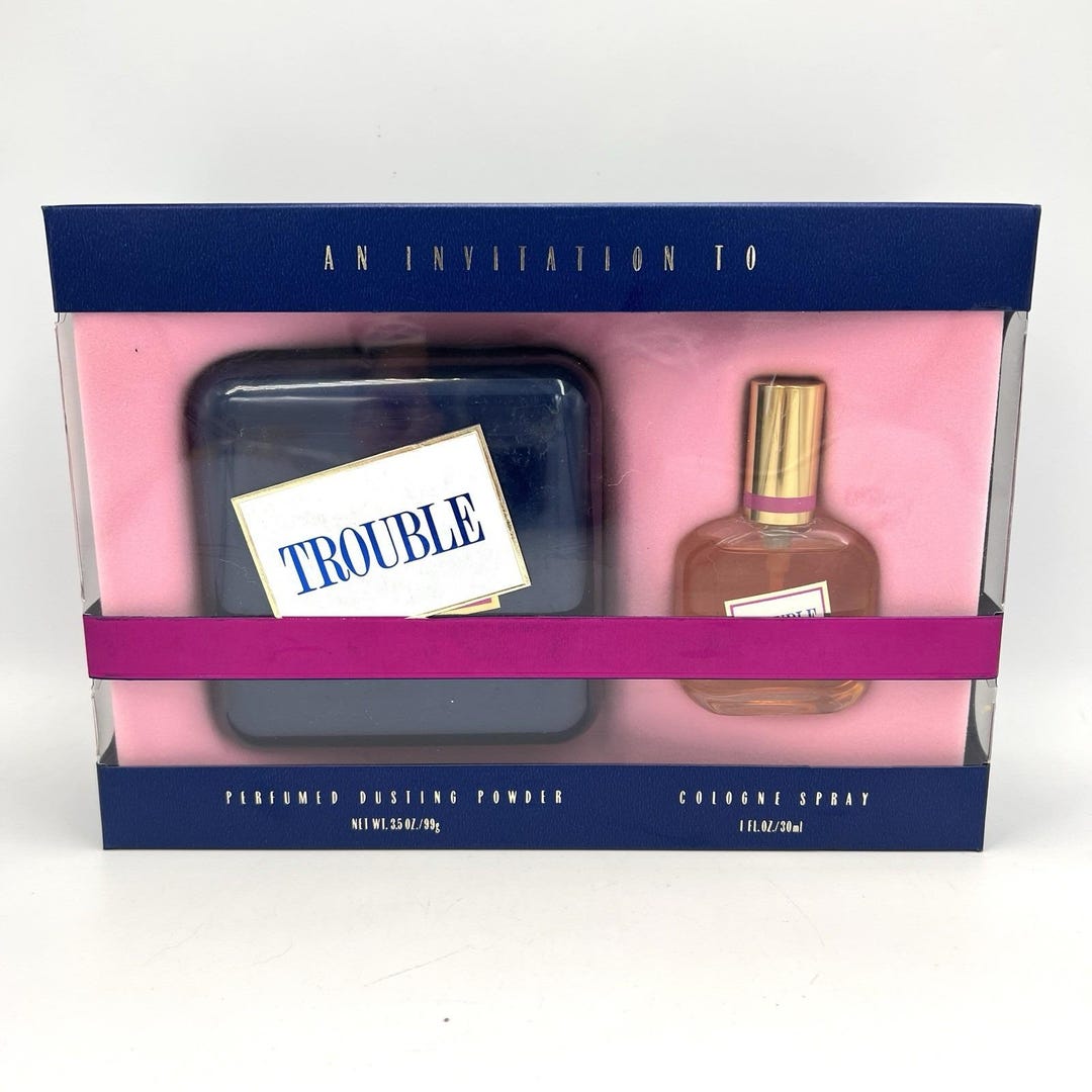 Vintage Revlon TROUBLE Dusting Powder & Cologne Spray NIB - Etsy