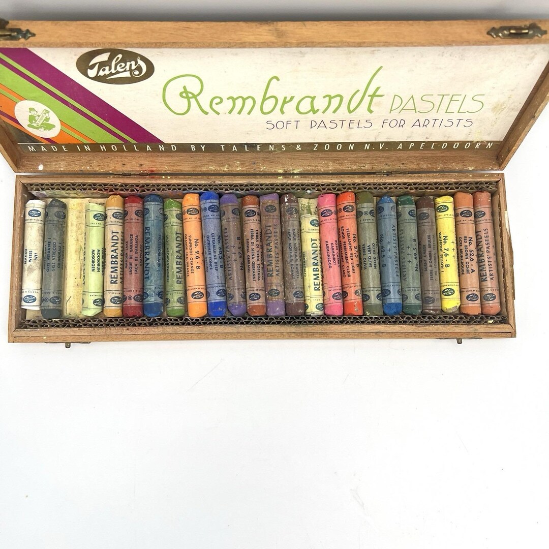 Vintage Talens REMBRANDT 23 Soft Pastels for Artists Wooden Boxed-used ...