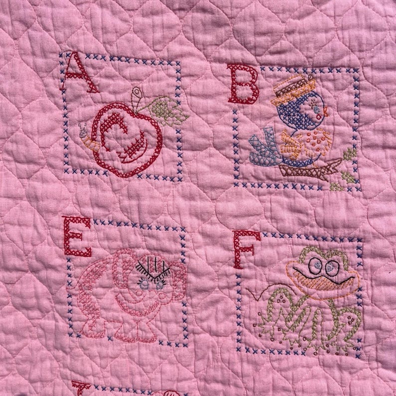 Hand Embroidered Alphabet ABC Crib Quilt Baby Blanket - Etsy