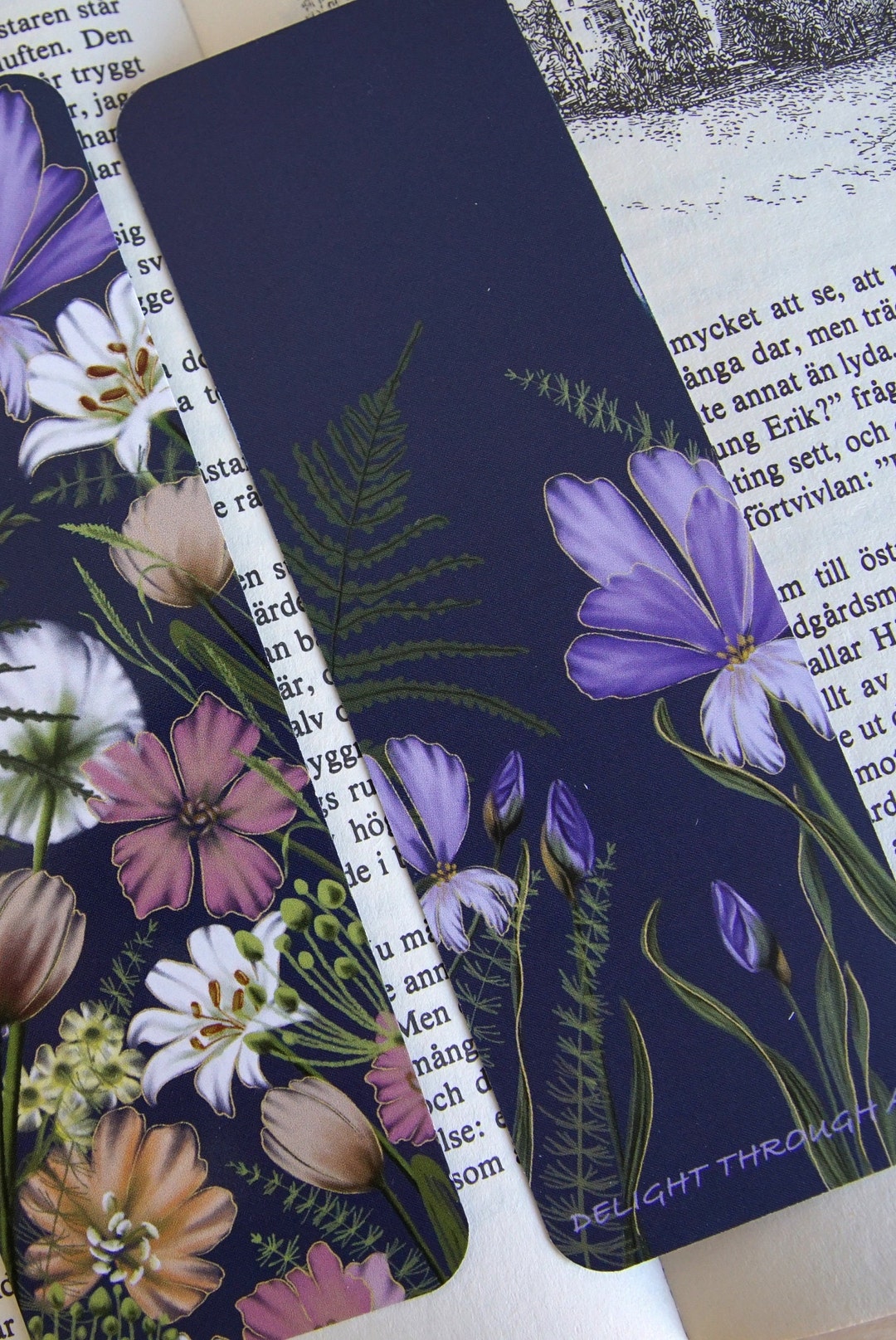 Floral Illustrated Bookmark Book Lover Bookmark With Tassel Present for ...