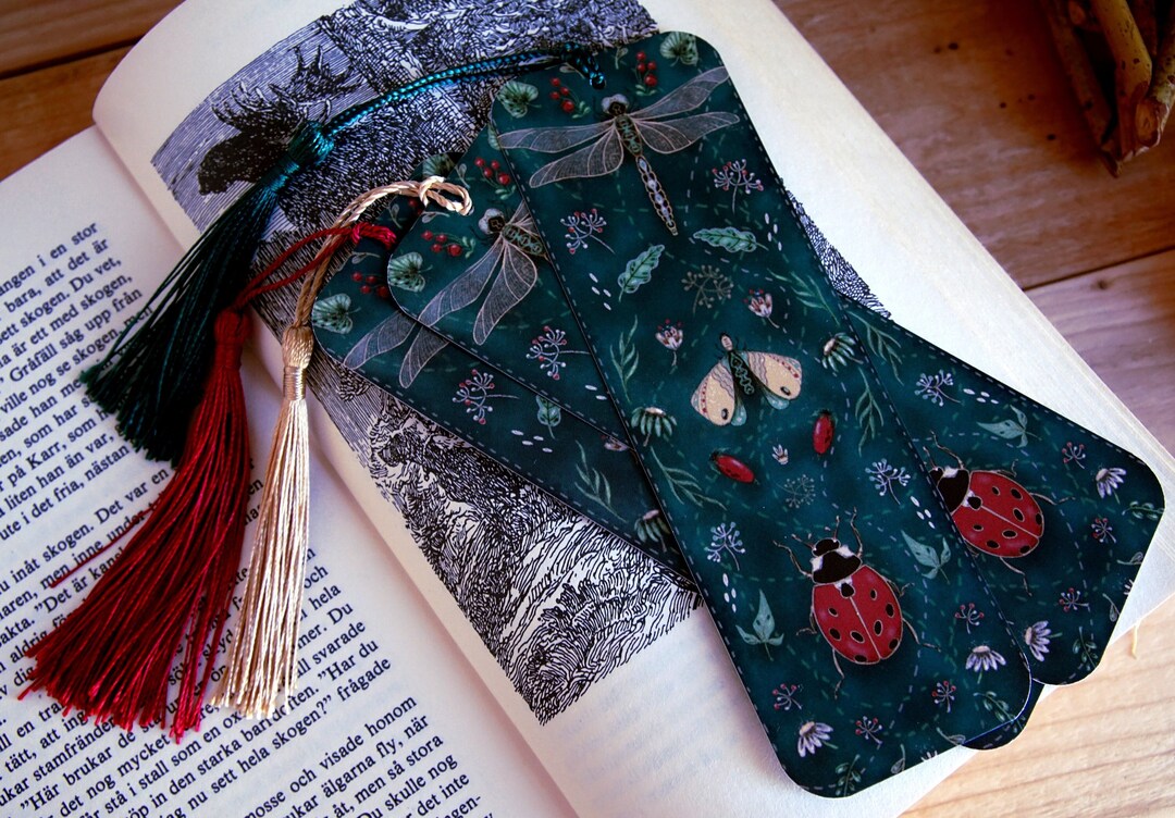 LADYBUG Bookmark Illustrated Green Bookmark Insect Lover Book - Etsy