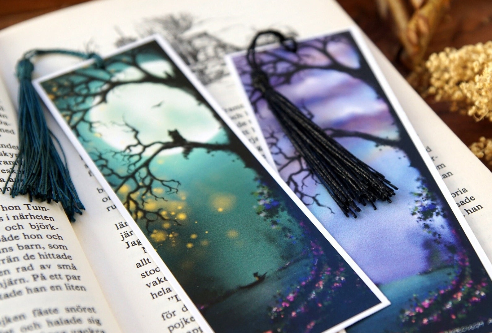 Fantasy Illustrated Green Bookmark Book Lover Gift Bookmark With Tassel ...