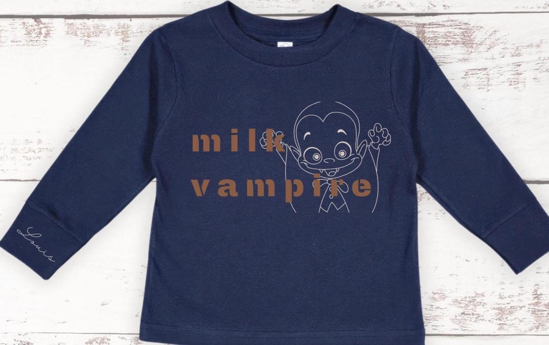 Milk Vampire Long Sleeve Shirt - Funny Baby Toddler Top - Night Feeder ...