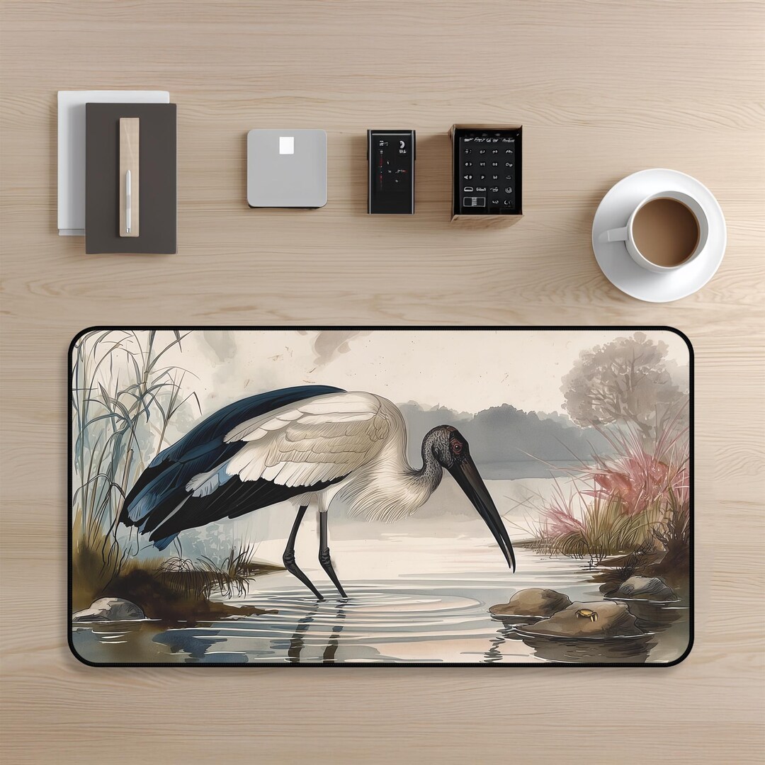 Wood Stork Desk Mat: Nature Inspired Office Decor - Etsy