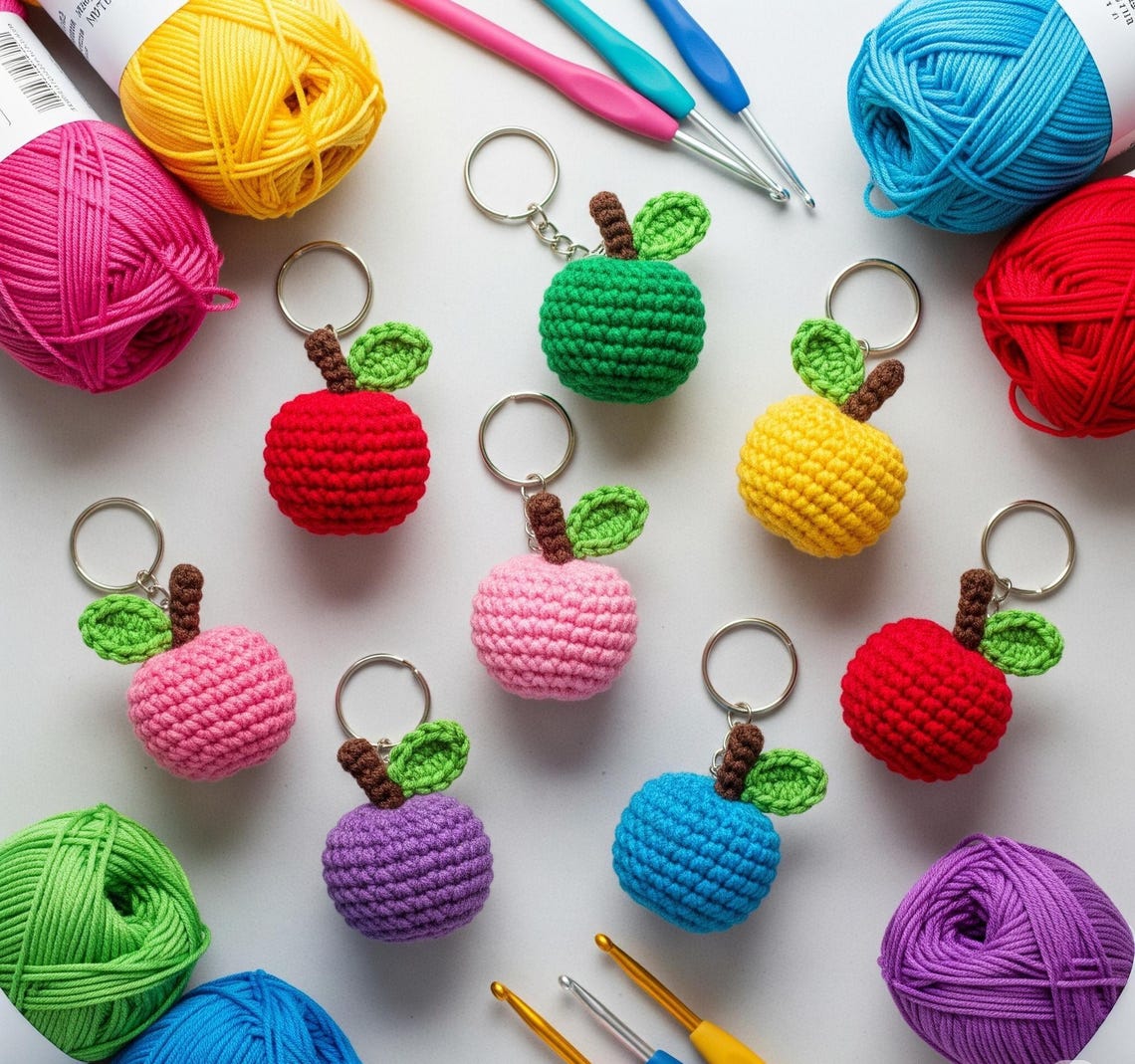 Mini Apple Keychain Crochet Pattern | Easy Beginner Amigurumi Apple PDF ...