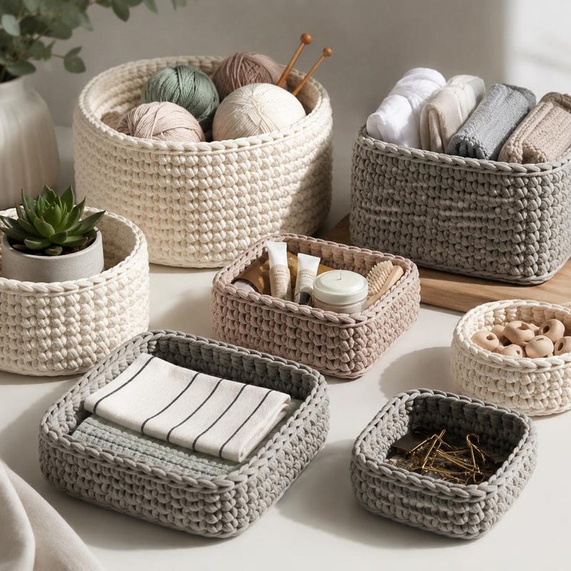 Crochet Yarn Bowl Set - Etsy