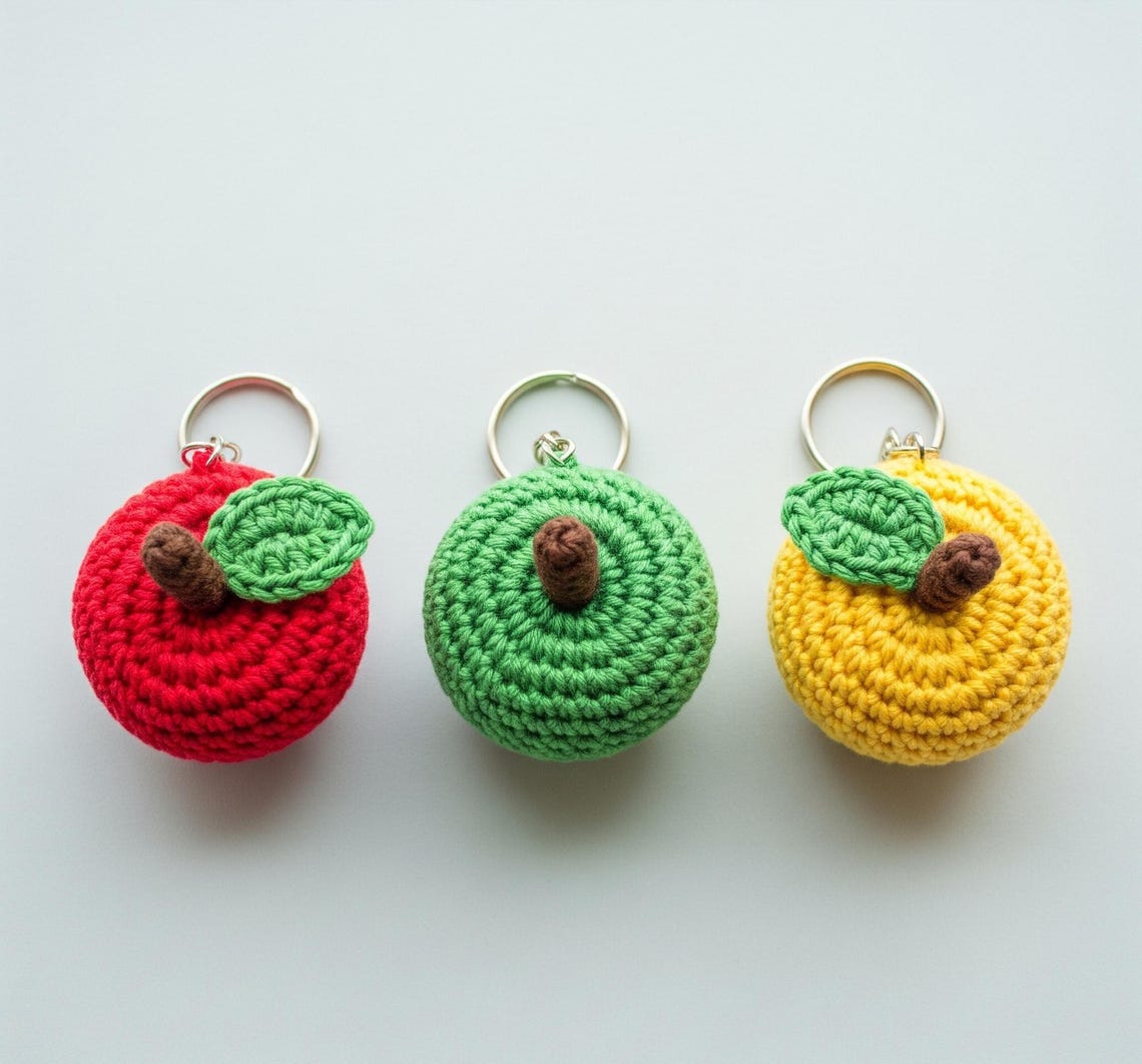 Mini Apple Keychain Crochet Pattern | Easy Beginner Amigurumi Apple PDF ...