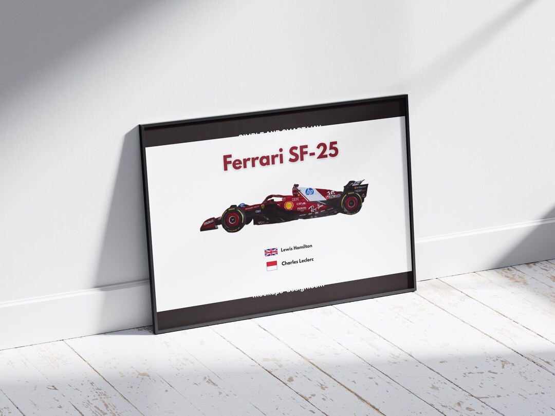 Ferrari SF25 Digital Poster – Minimalist Formula 1 Wall Art – Scuderia ...