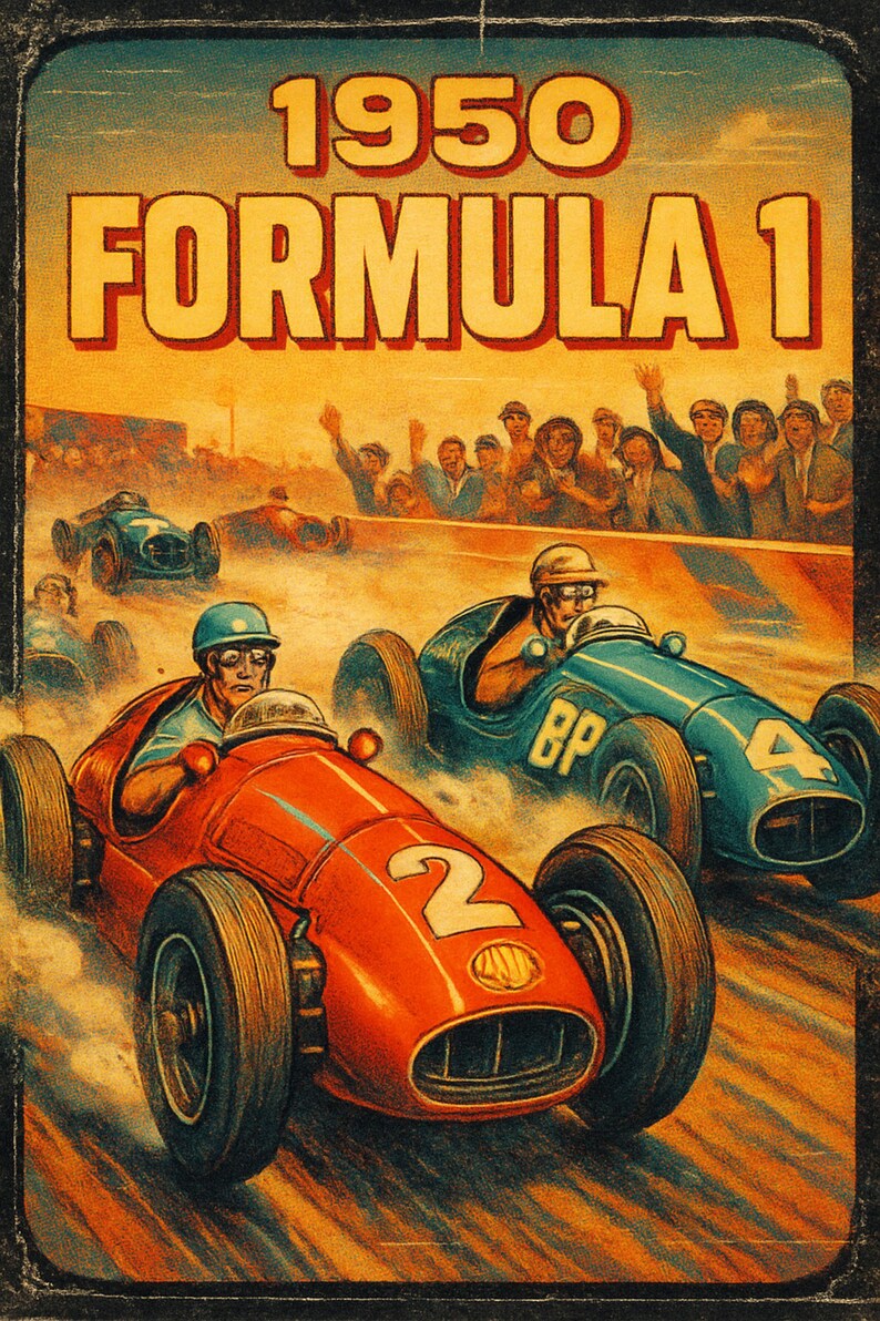Vintage Formula 1 Poster – 1950s Inspired Racing Art Print – Classic F1 ...