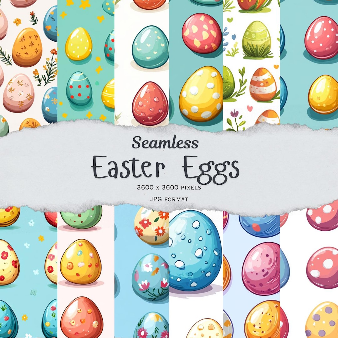 12 Seamless Easter Eggs Digital Paper Spring Scrapbook Backgrounds ...