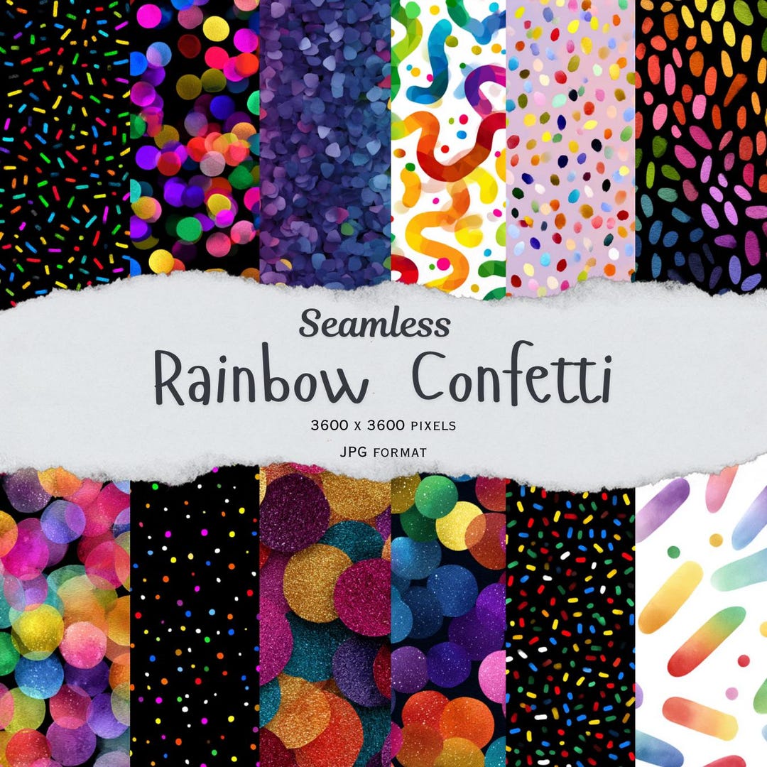 20 Seamless Rainbow Confetti Digital Paper | Seamless Party Backgrounds ...